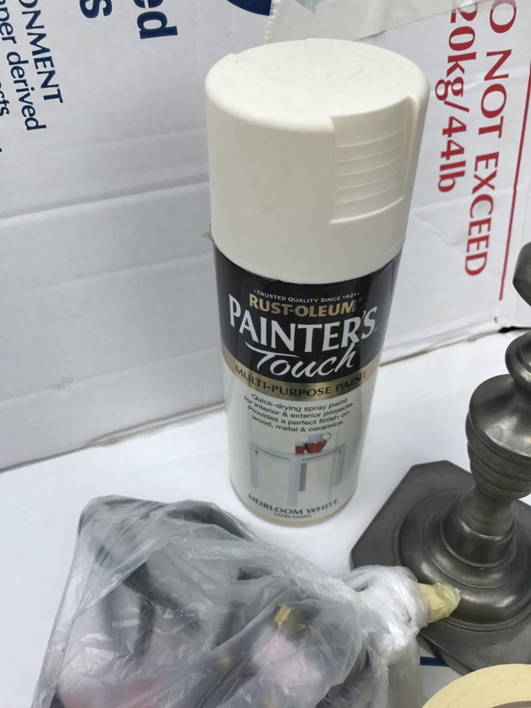 Updating a Decorative Lamp - spray painting a candlestick lamp base