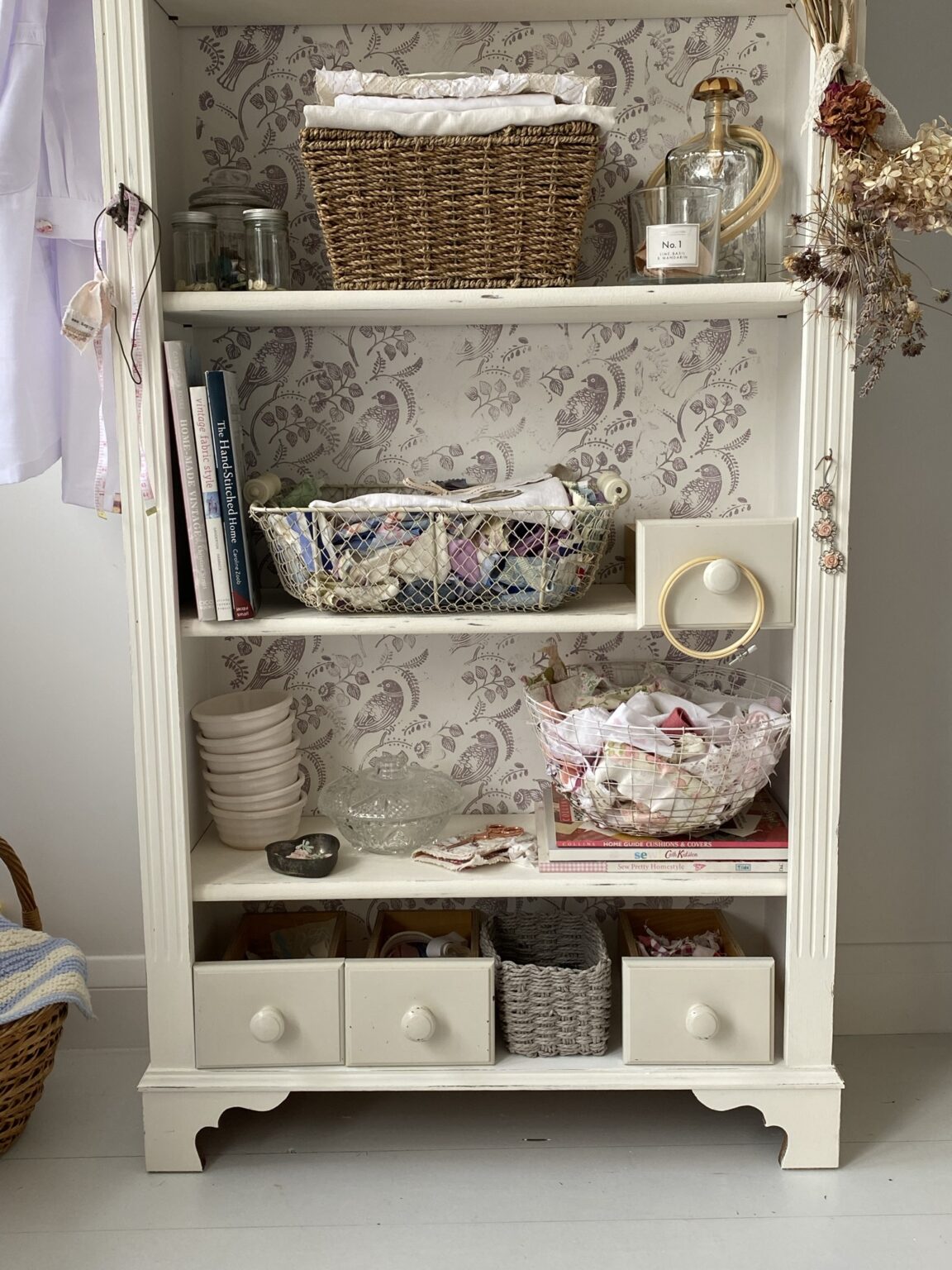 Upcycling a Bookcase - creating beautiful storage for vintage linens