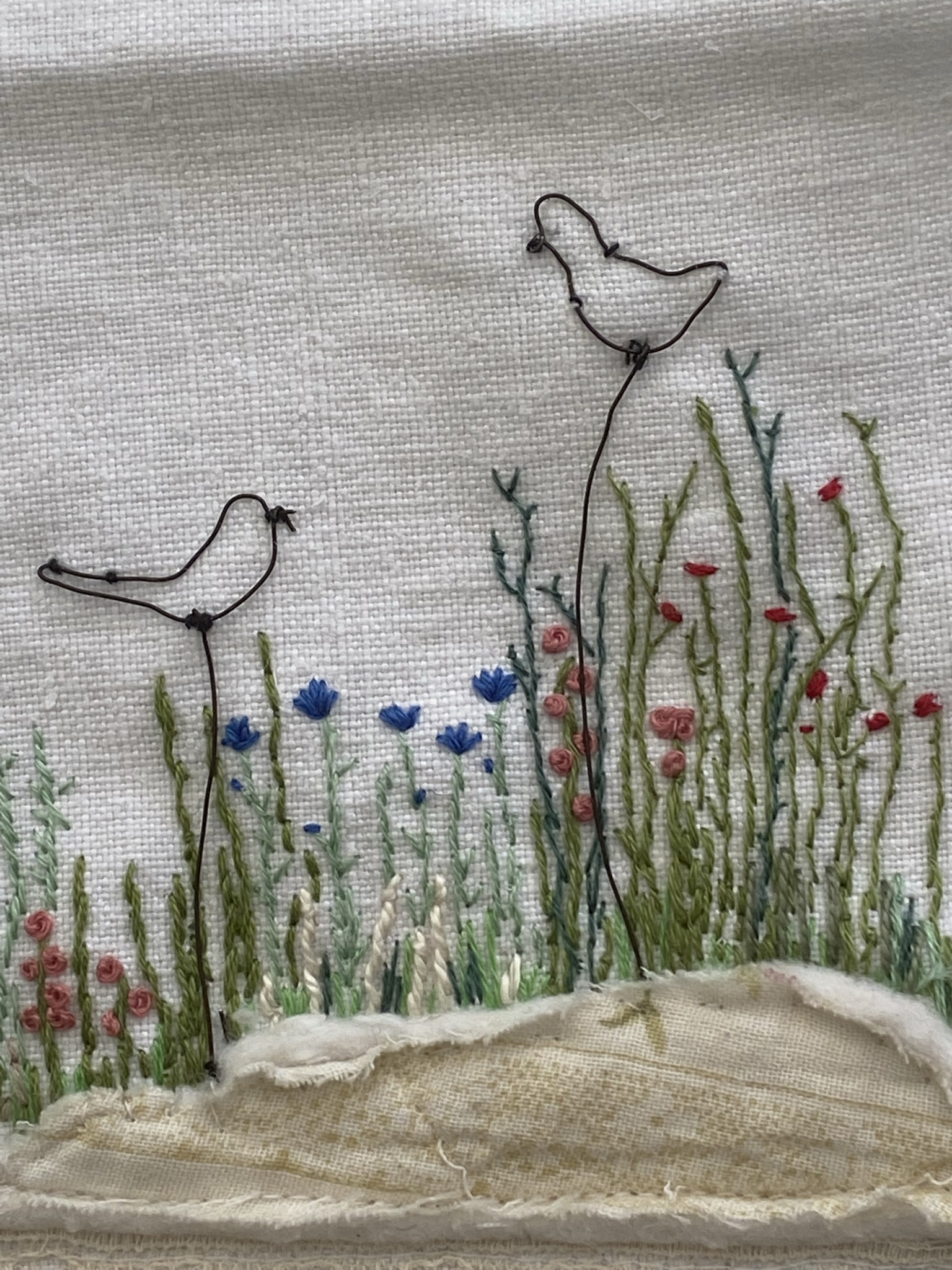 Embroidery Wall Art - mixing it up with beautiful threads and fine wire