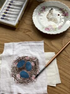 Easter Embroidery - beautiful threads and paints in a springtime design